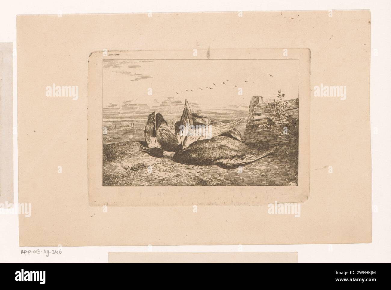 Three dead birds in the landscape, David Emile Joseph de Noter, 1828 ...