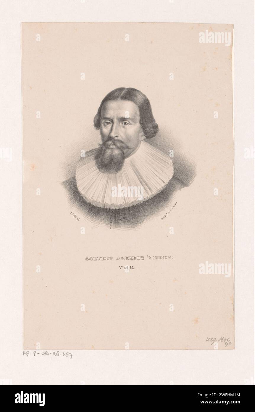 Portrait of Govert 't Hoen, Paulus Jolly, 1822 - 1845 print The person ...