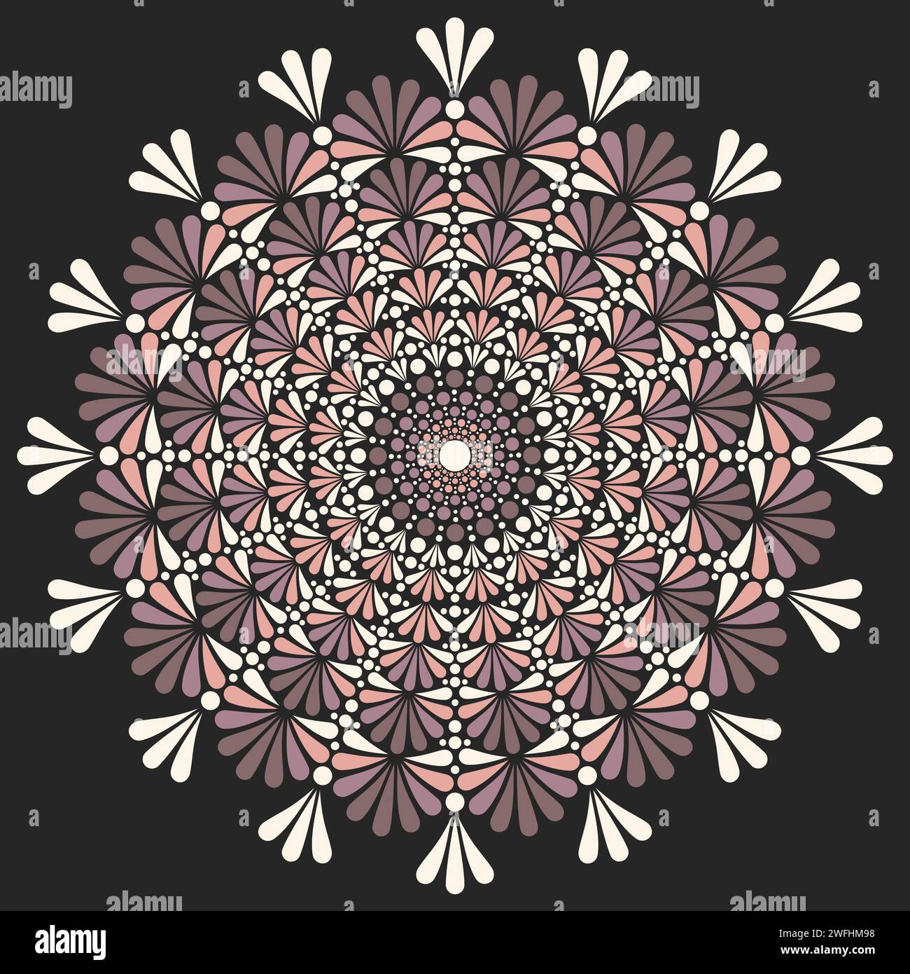 Flower mandala dot painting with black background Stock Vector Image ...
