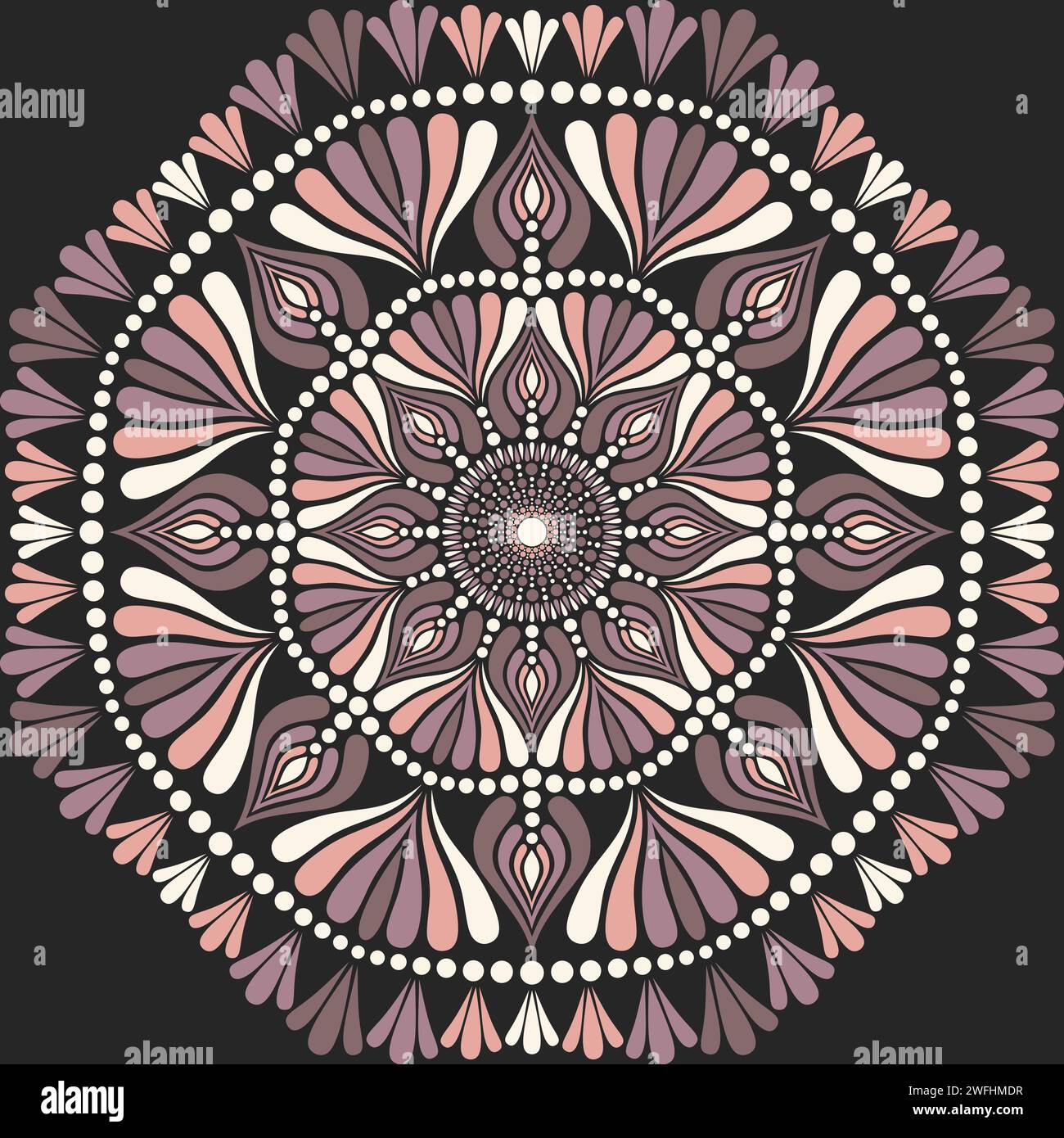 Flower mandala dot painting with black background Stock Vector Image ...