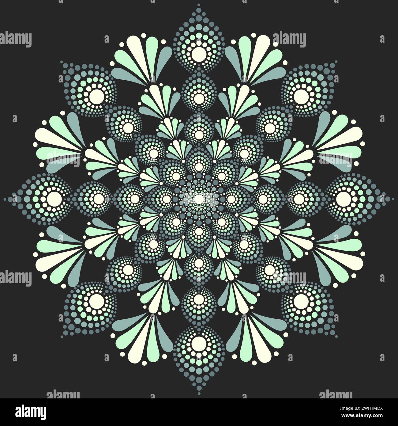 Flower mandala dot painting with black background Stock Vector Image ...