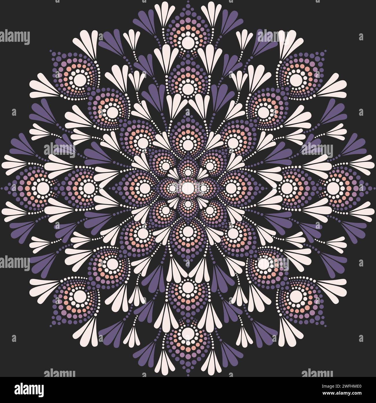 Flower mandala dot painting with black background Stock Vector Image ...