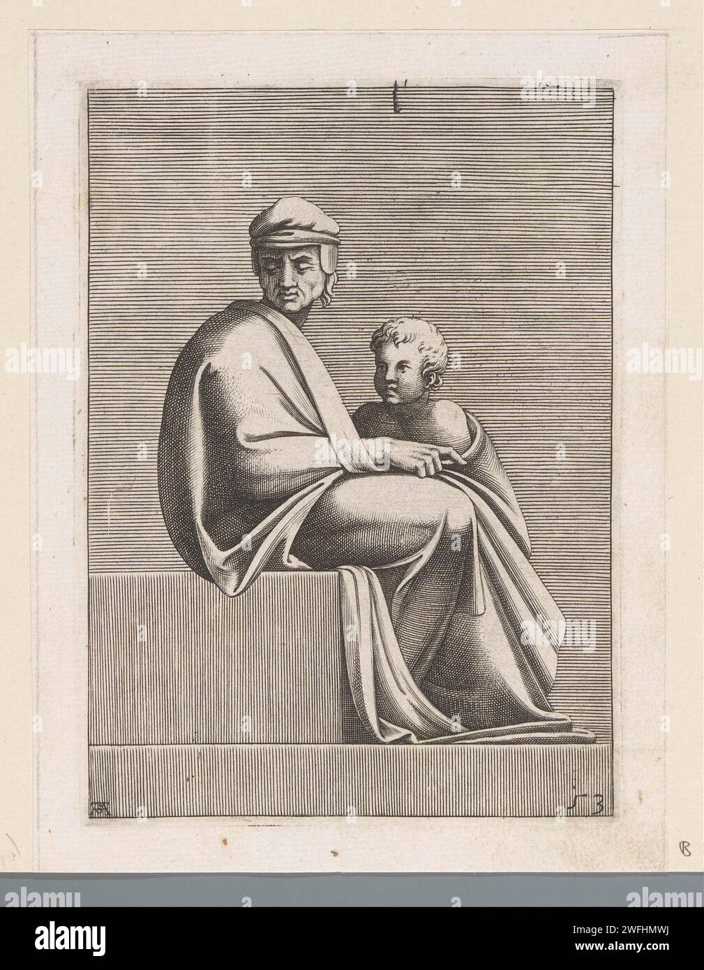 Sitting man with child, Adamo Scultori, After Michelangelo, c. 1585 ...