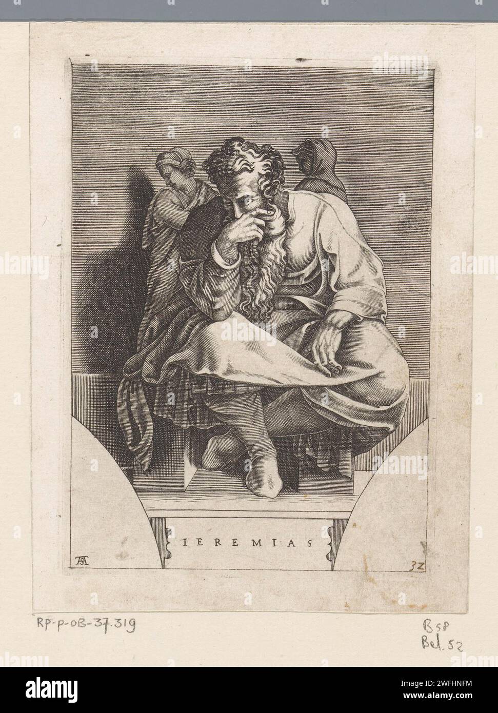 Profeet Jeremia, Adam Sculptors, After Michelangelo, c. 1585 print The ...