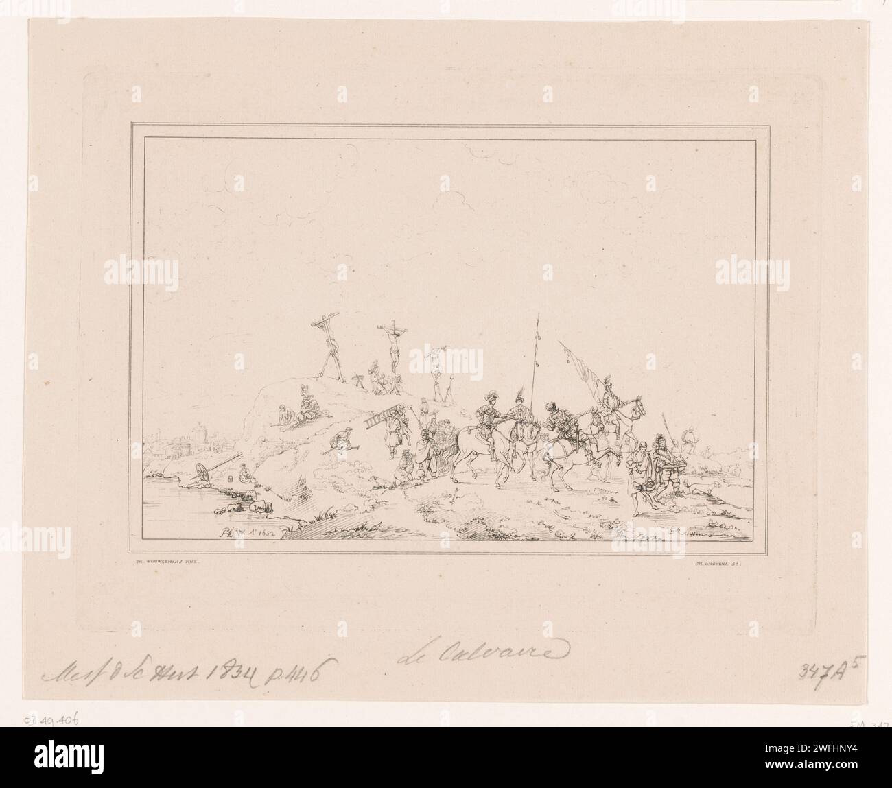 Golgotha, Charles Onghena, after Philips Wouwerman, 1834 print Painting ...