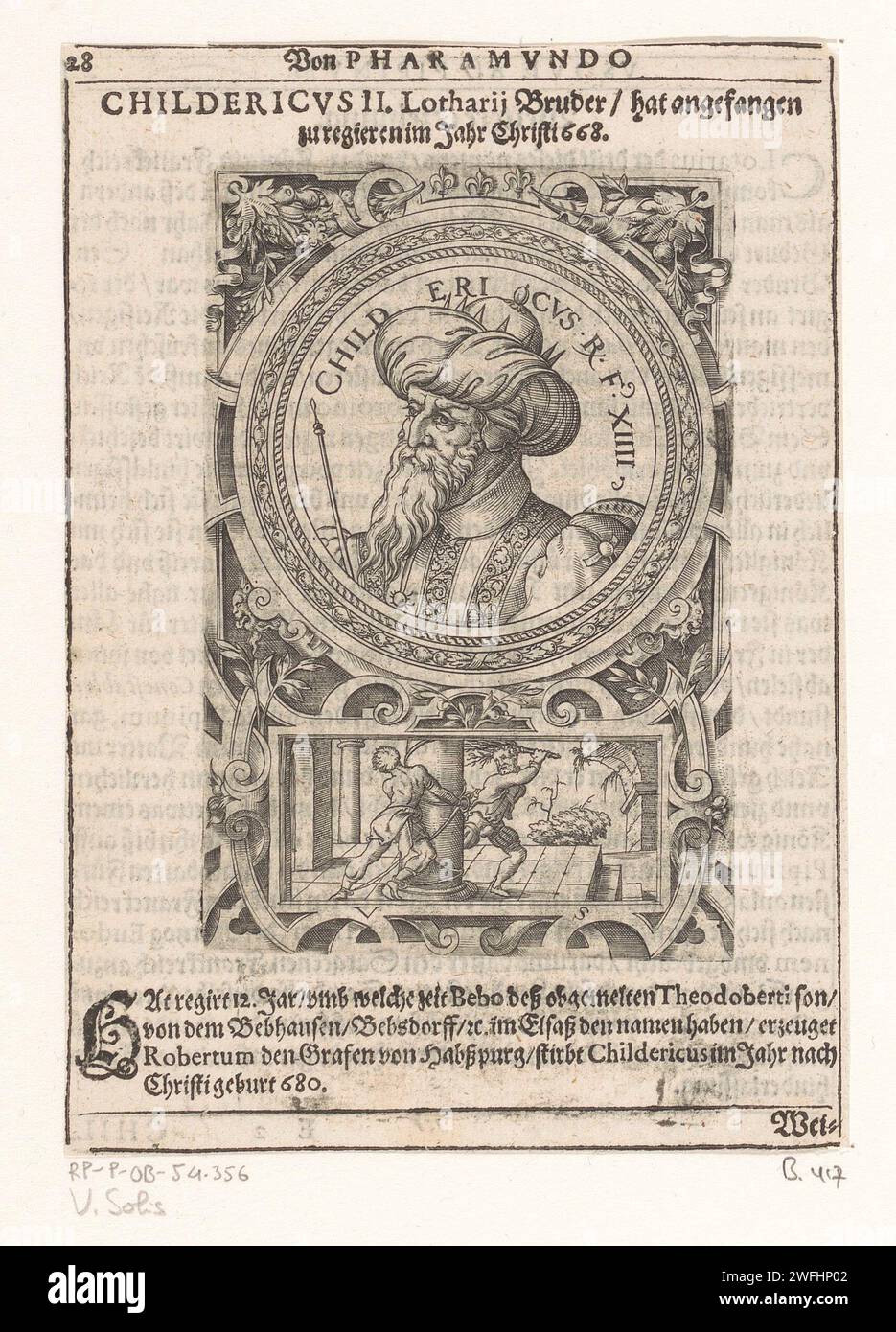 Portrait of Childerik II, King of Austrasia, Virgilius Solis, 1598 ...