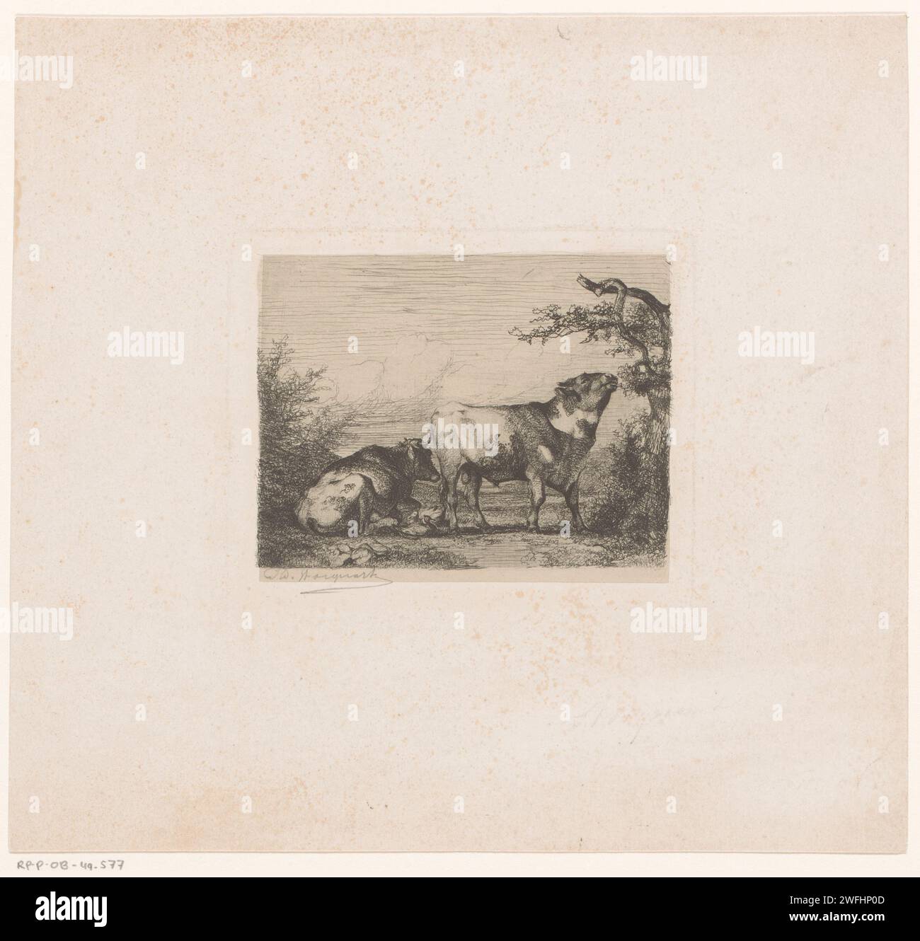 Landscape with two cattle and ducks, Ildephonse Stocquart, 1829 - 1889 ...