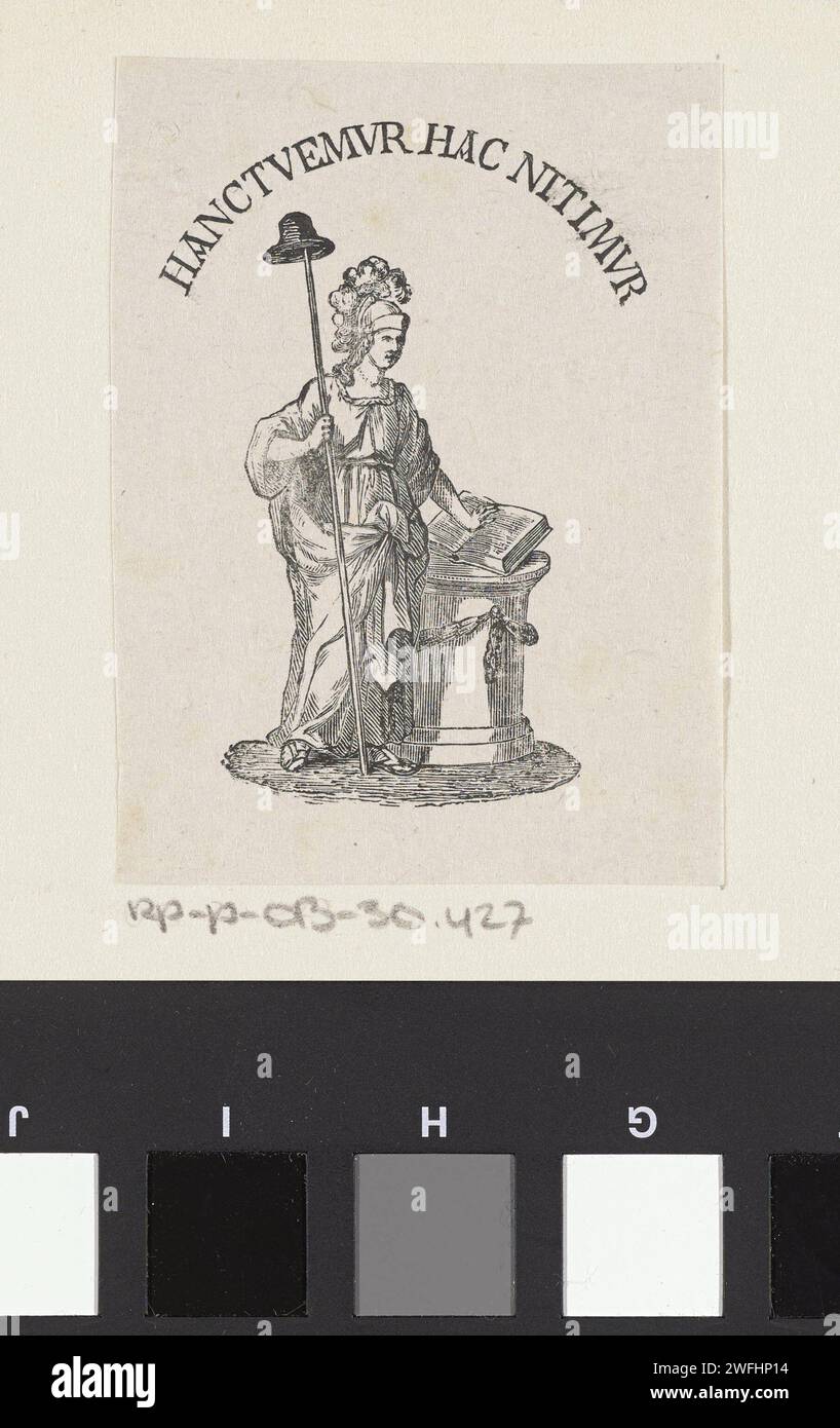 Vignette with the Dutch Virgin with a lance of freedom on a lance ...
