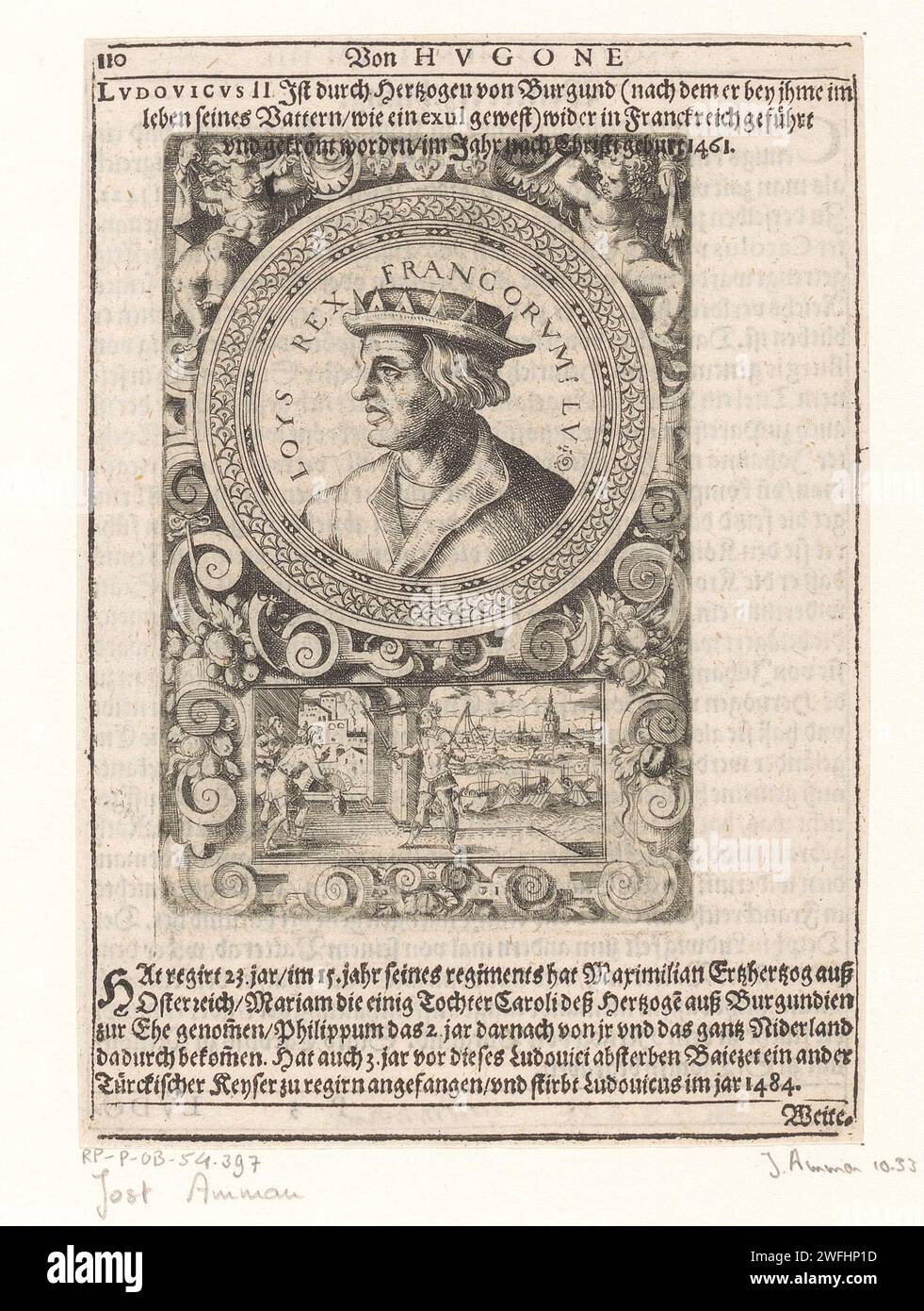 Portrait of Louis XI, King of France, Jost Amman, 1598 print Nuremberg ...