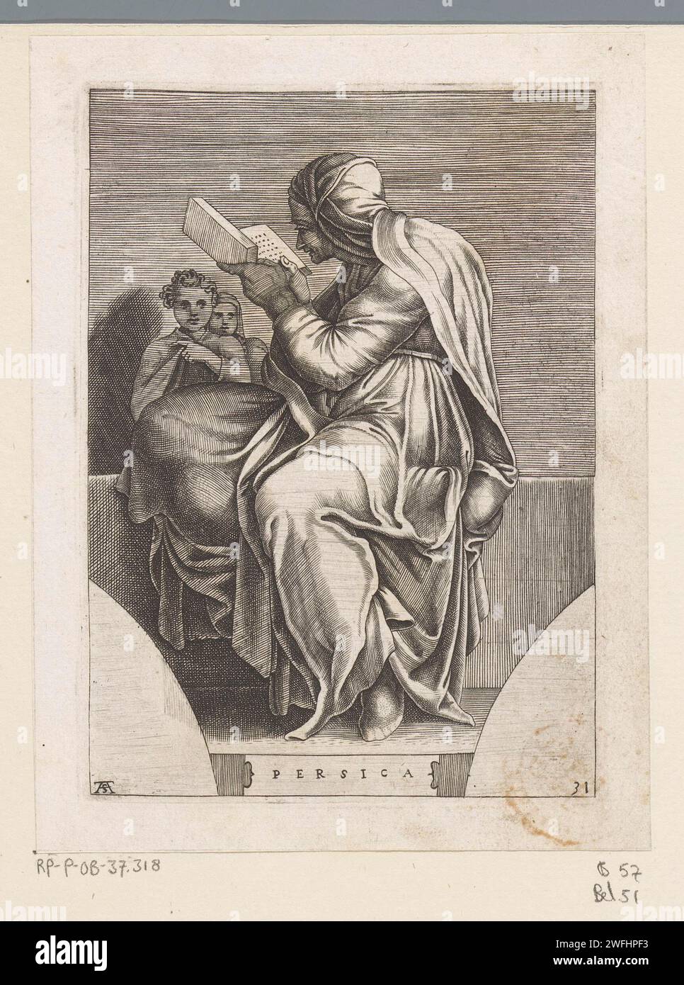 Perzische Sibille, Adam Sculptors, After Michelangelo, c. 1585 print ...
