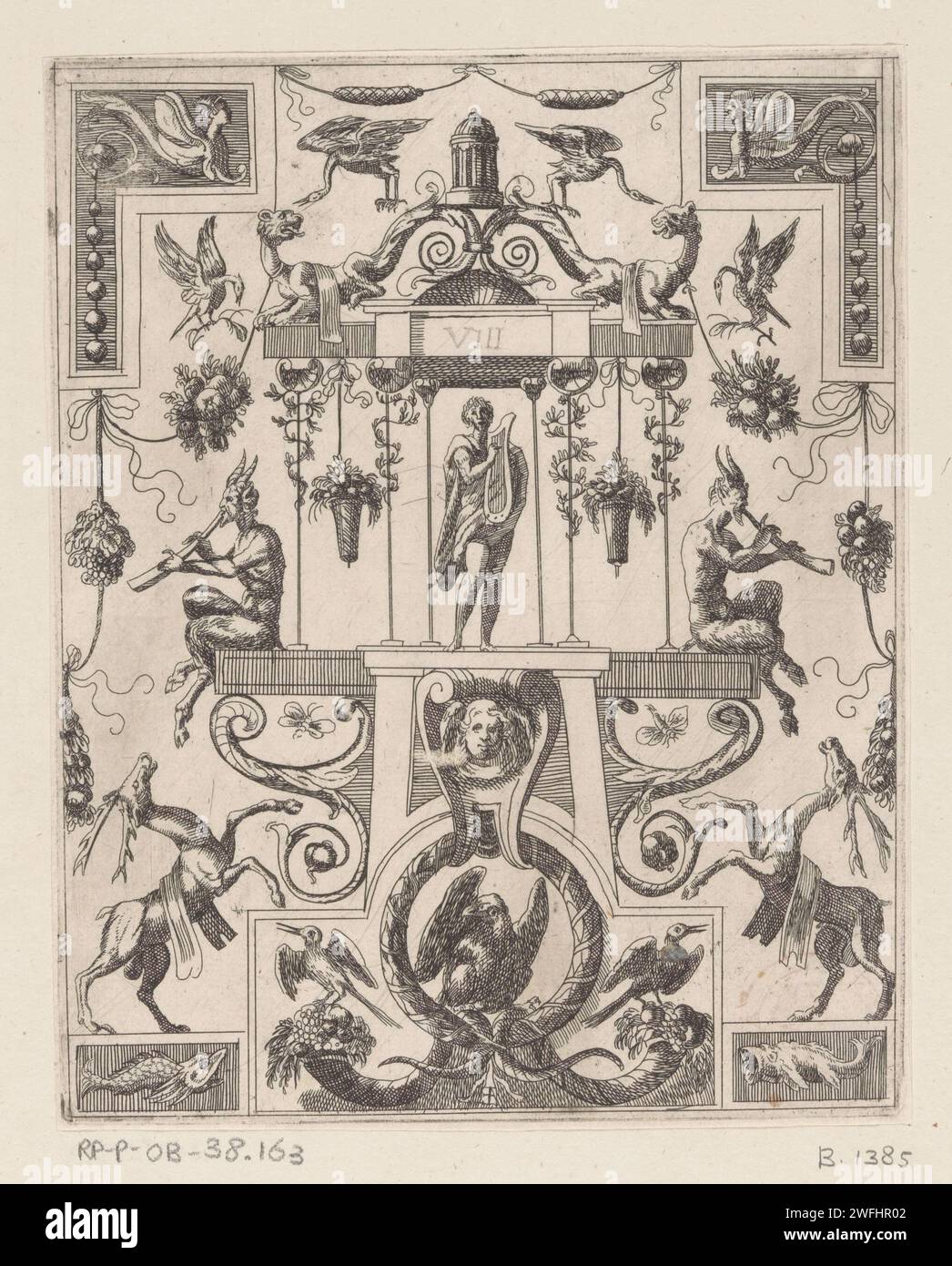 Grotesk Ornament with the God Apollo in the middle, Anonymous, After ...
