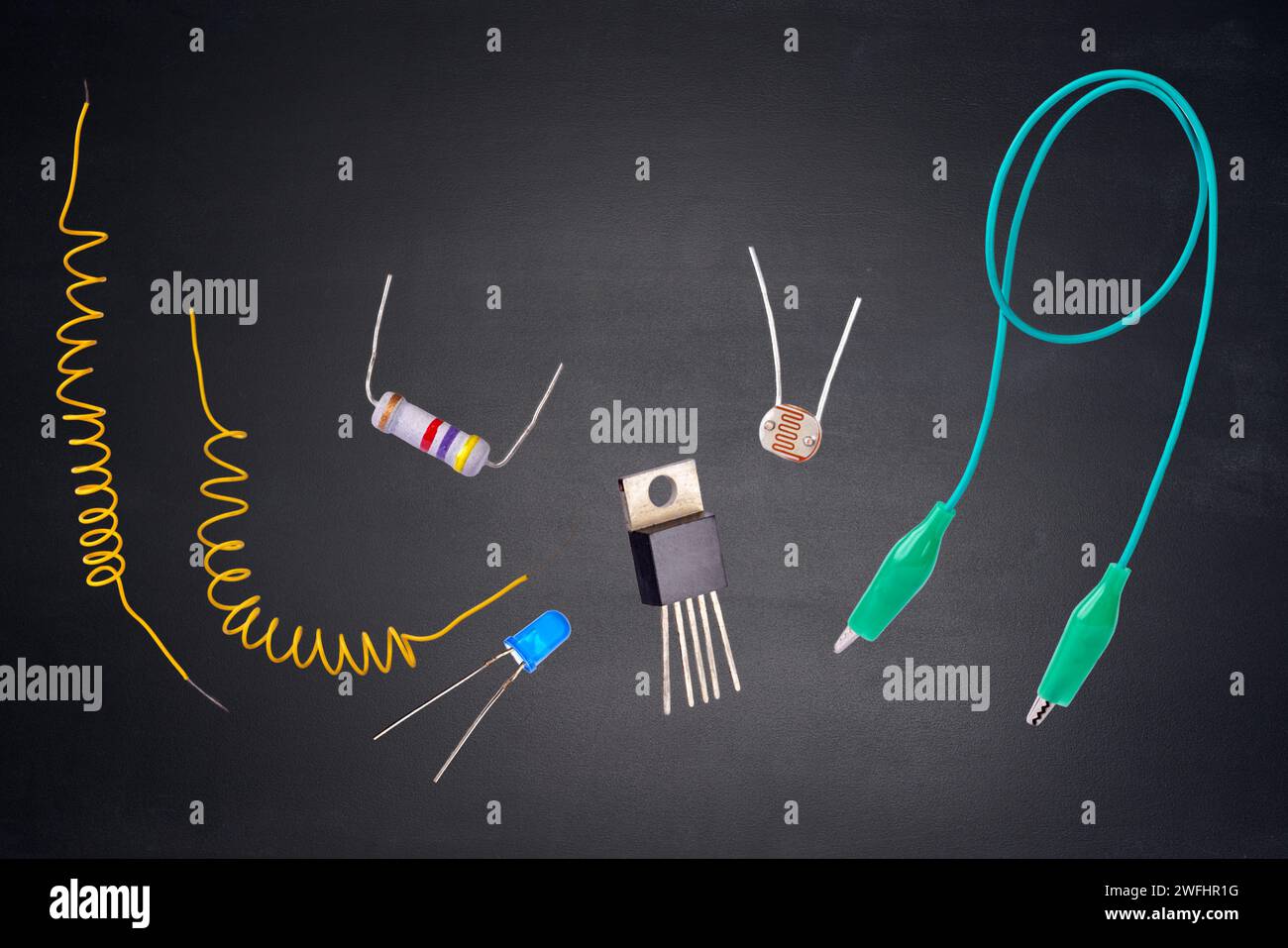 Electro parts on the dark background, close up Stock Photo - Alamy