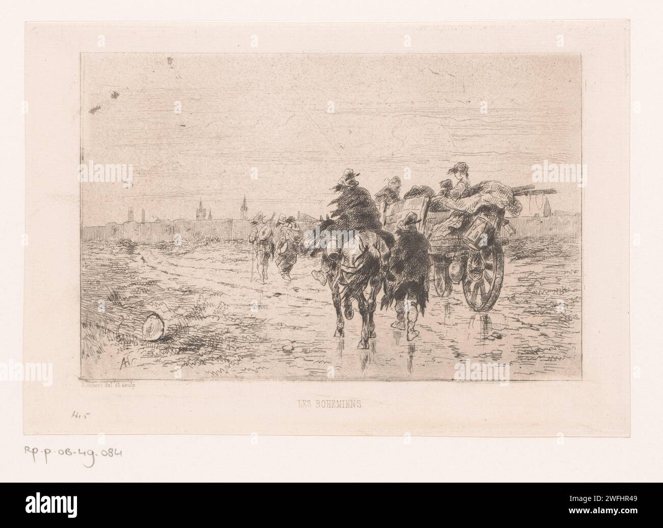 Group Travelers in and around a car is approaching a walled city ...