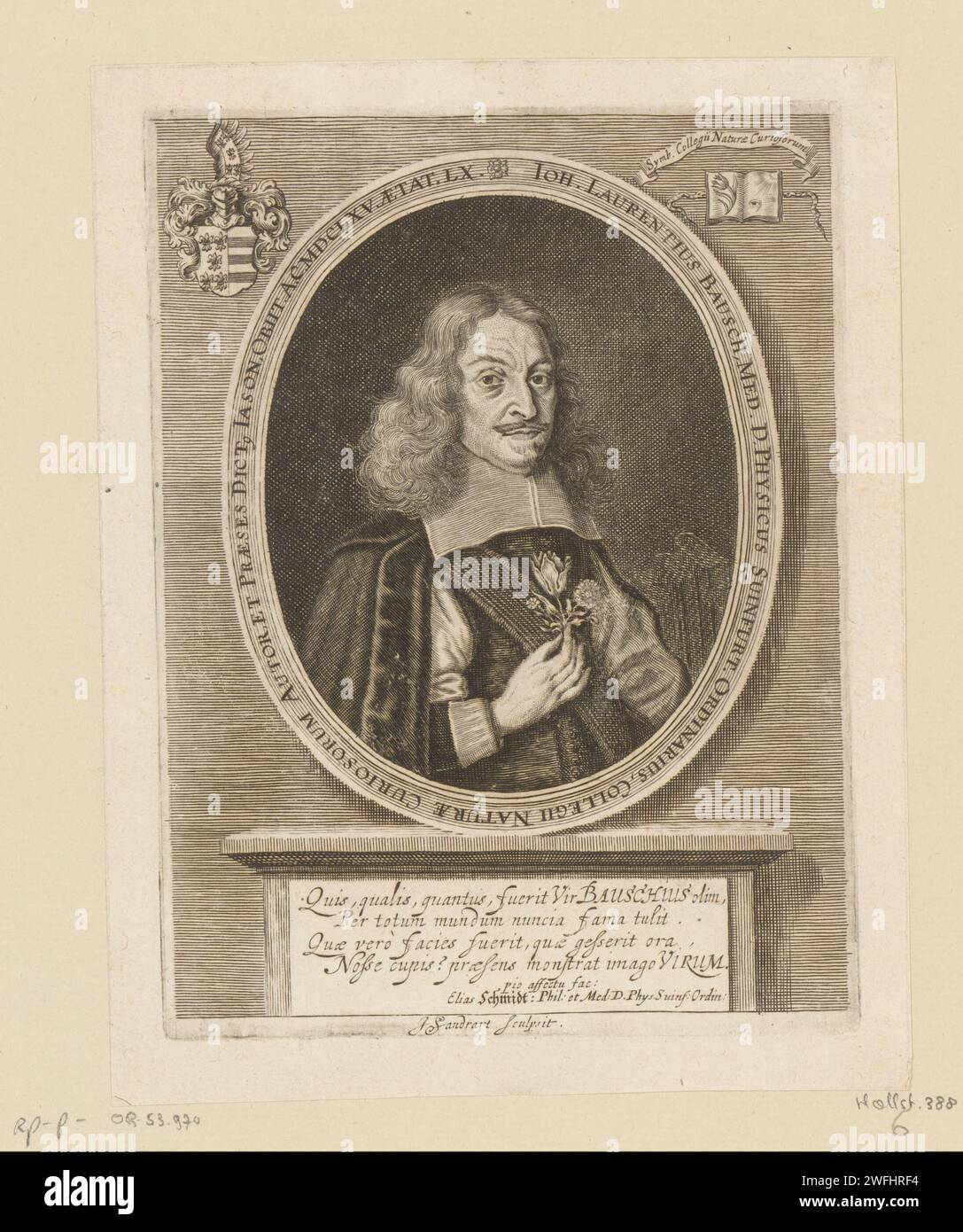 Portrait van Johann Lorenz Bausch, Jakob von Sandrart, After Georg ...