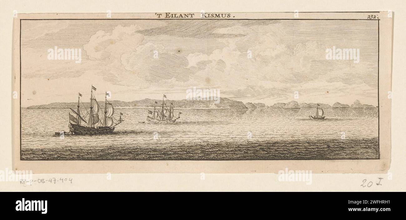 View of the island of Kismis from the water, Anonymous, 1714 print ...
