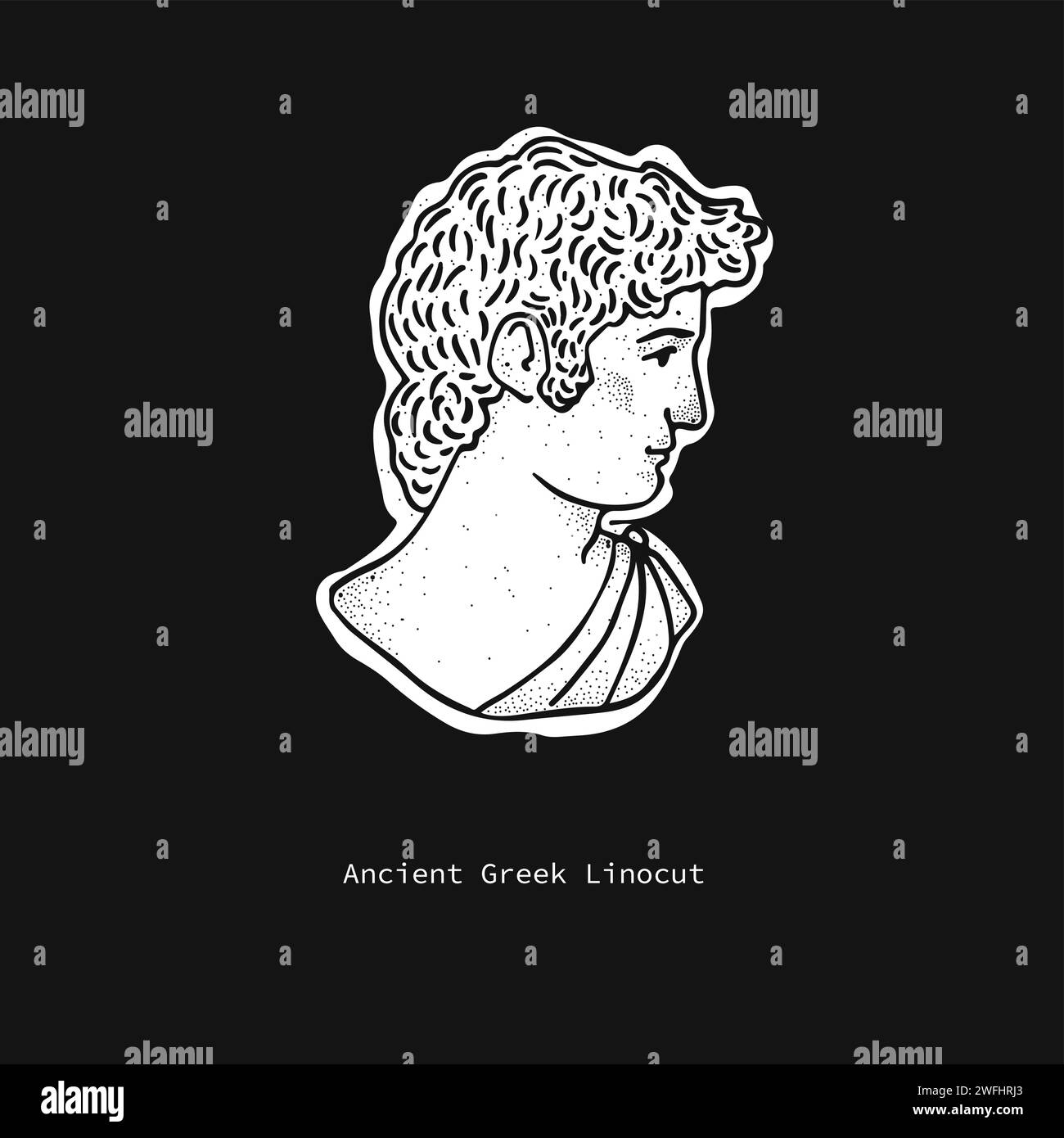 Ancient Greek linocut of a female Roman sculpture of David Stock Vector ...