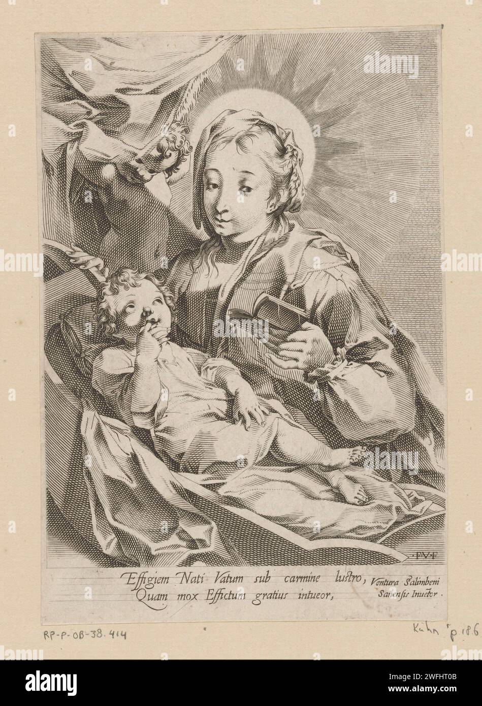 Maria with child in a manger, Francesco Villamena, After Ventura ...