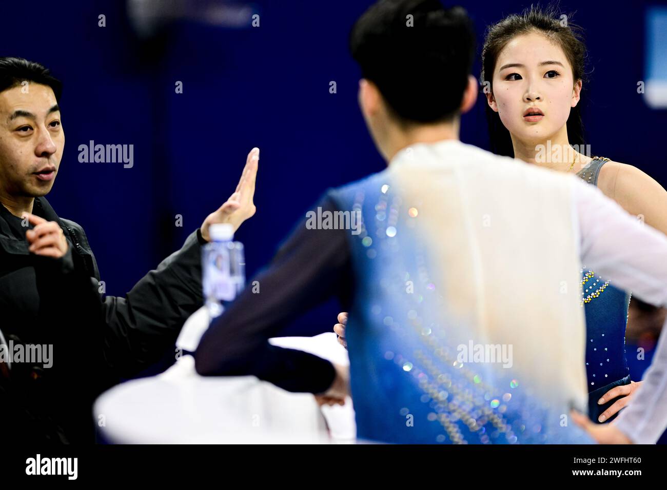 Shanghai, China. January 31, 2024, Shang SHI & Nan WU (CHN), during Ice Dance Practice, at the ...