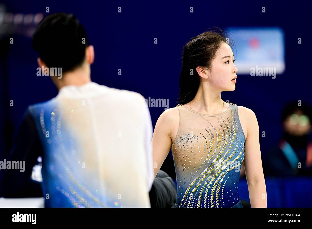 Shanghai, China. January 31, 2024, Shang SHI & Nan WU (CHN), during Ice Dance Practice, at the ...