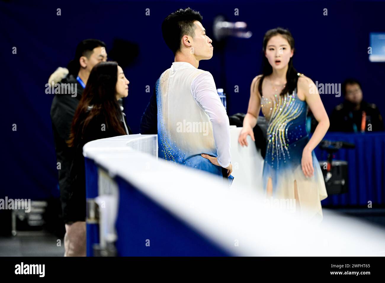 Shanghai, China. January 31, 2024, Shang SHI & Nan WU (CHN), during Ice Dance Practice, at the ...