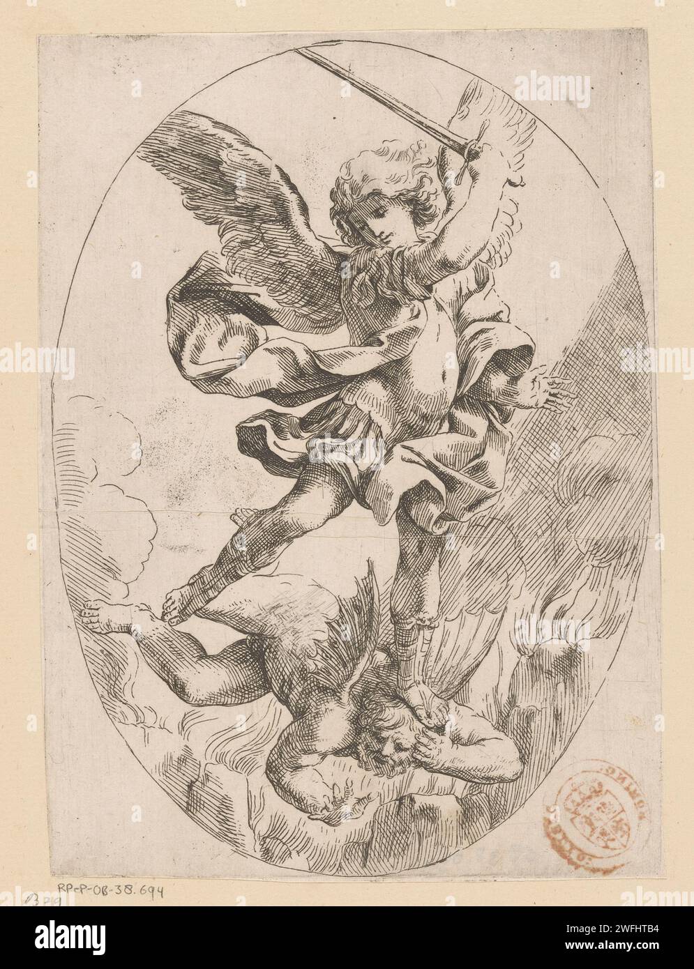 Archangel Michaël in fight with the dragon, Anonymous, After Guido Reni ...