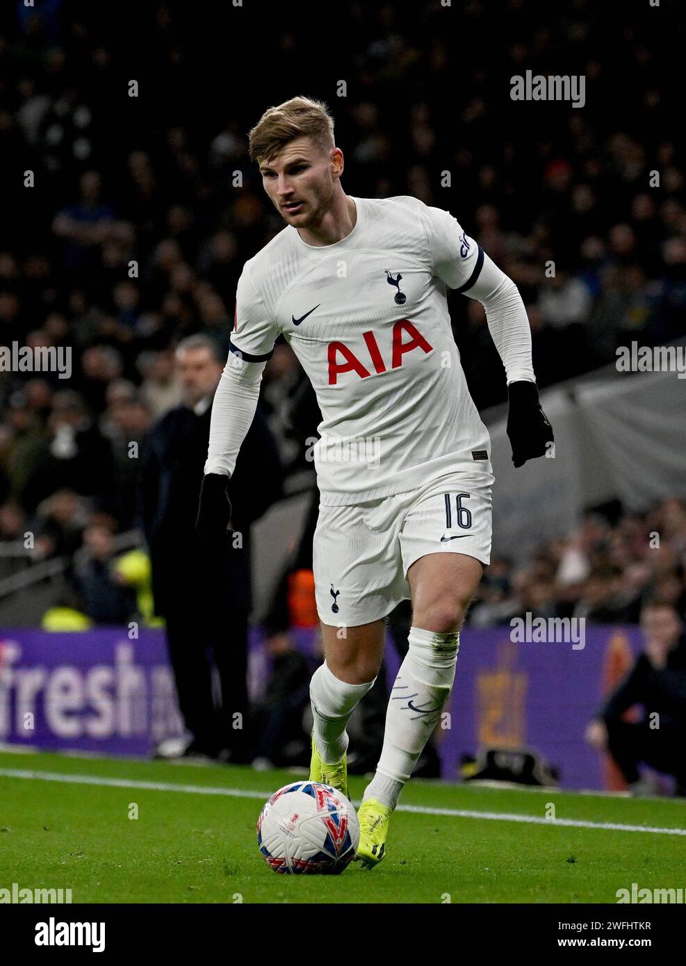 Timo Werner of Tottenham Hotspur in action. Emirates FA Cup,4th round ...