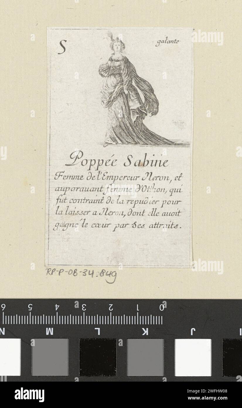 Poppaea Sabina, Stefano Della Bella, 1620 - 1664 print. playing card ...