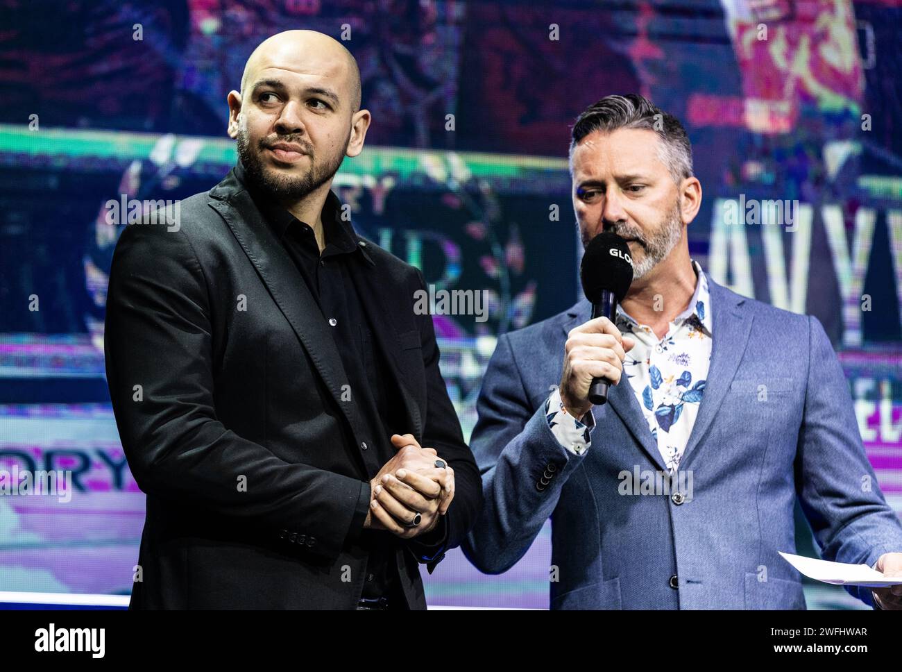 AMSTERDAM - Sofian Laïdouni during the draw for the matchups for the GLORY Heavyweight Grand ...