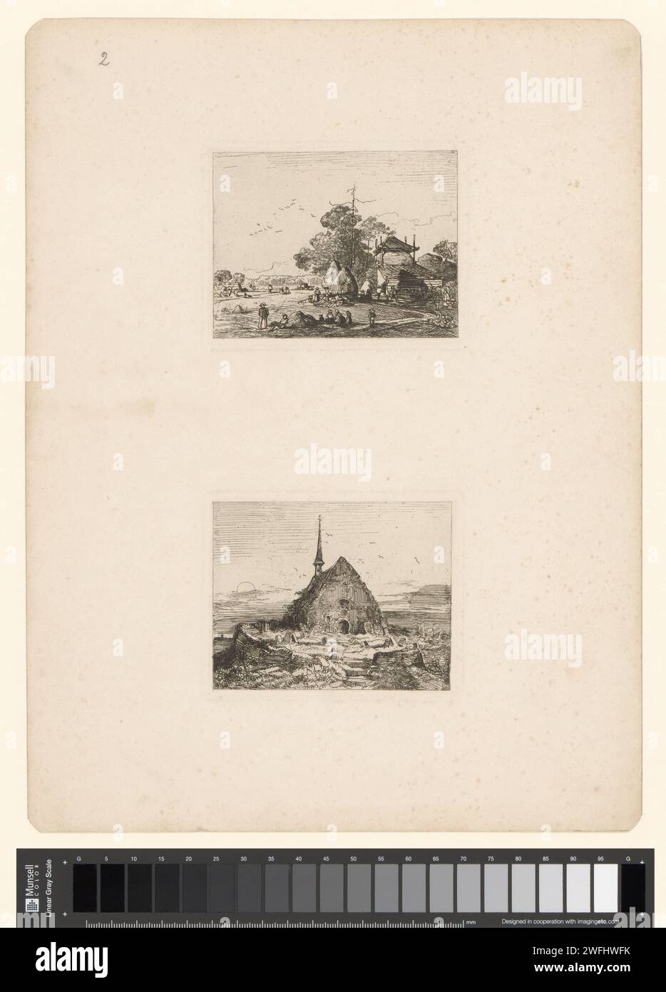Two performances, Caspar Johann Nepomuk Scheuren, 1842 print Landscape ...
