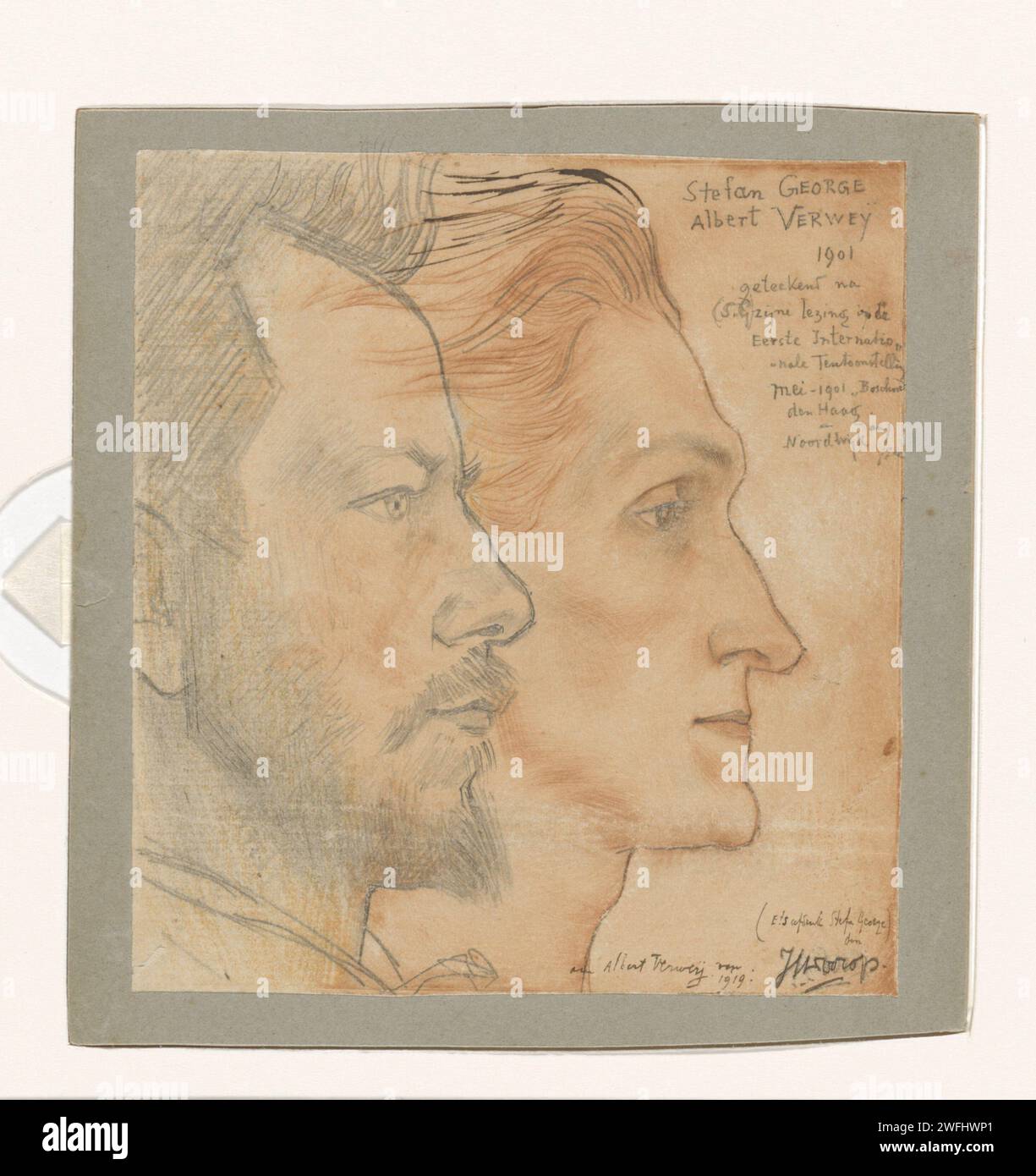 Portraits of Albert Verwey and Stefan George, Jan Toorop, 1901 print ...