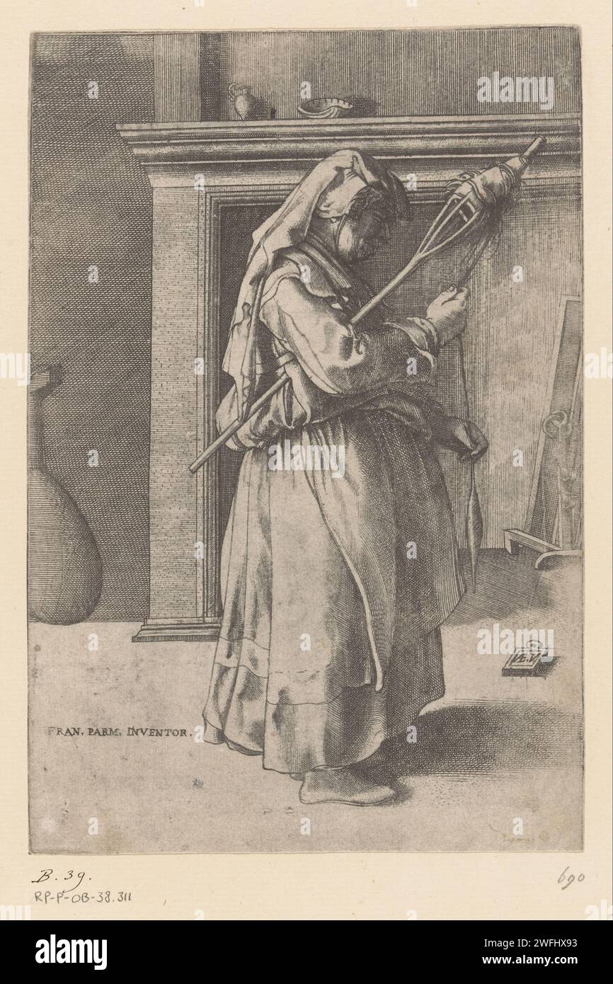 Older woman with spinning skirt, Enea Vico, After Parmigianino, 1533 ...