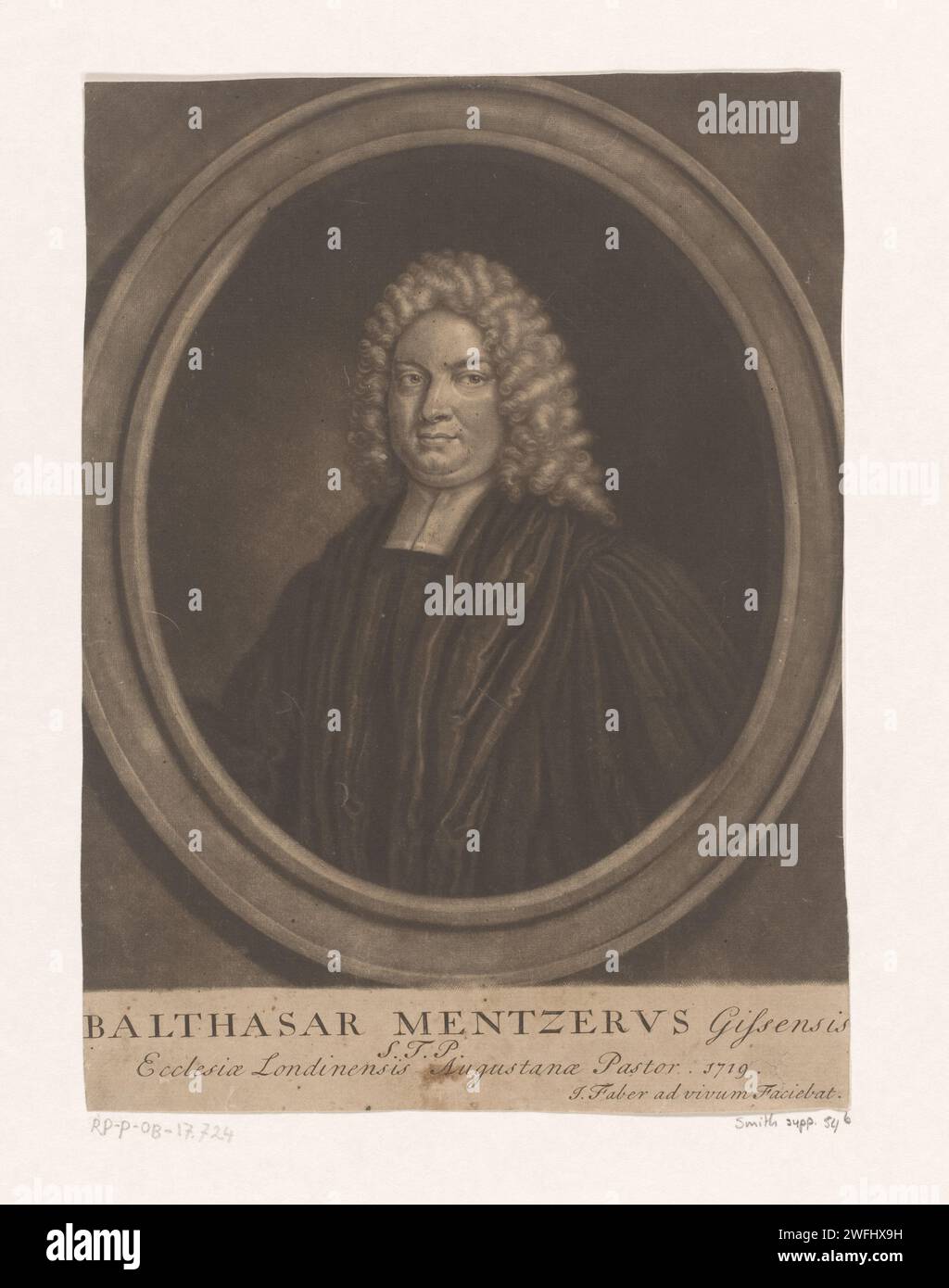 Portrait of Balthasar Mentzer, John Faber (I), 1719 - 1721 print paper ...