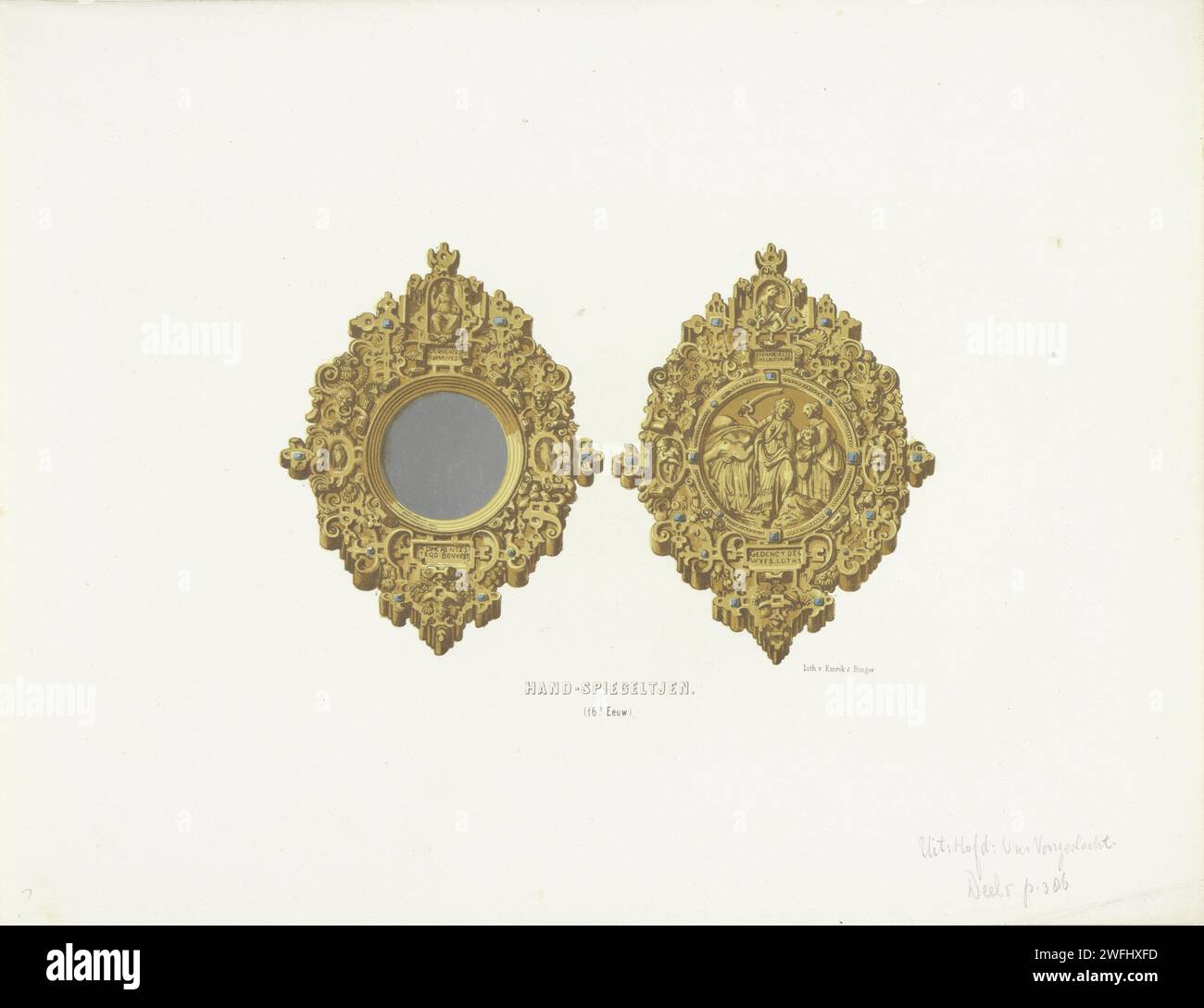 Hand mirror from the sixteenth century, Emrik & Binger, 1857 - 1864 ...