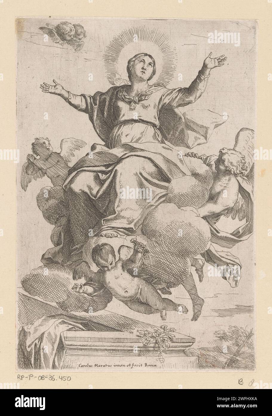 Ascension of Maria, Carlo Maratta, 1635 - 1713 print Maria, sitting on ...