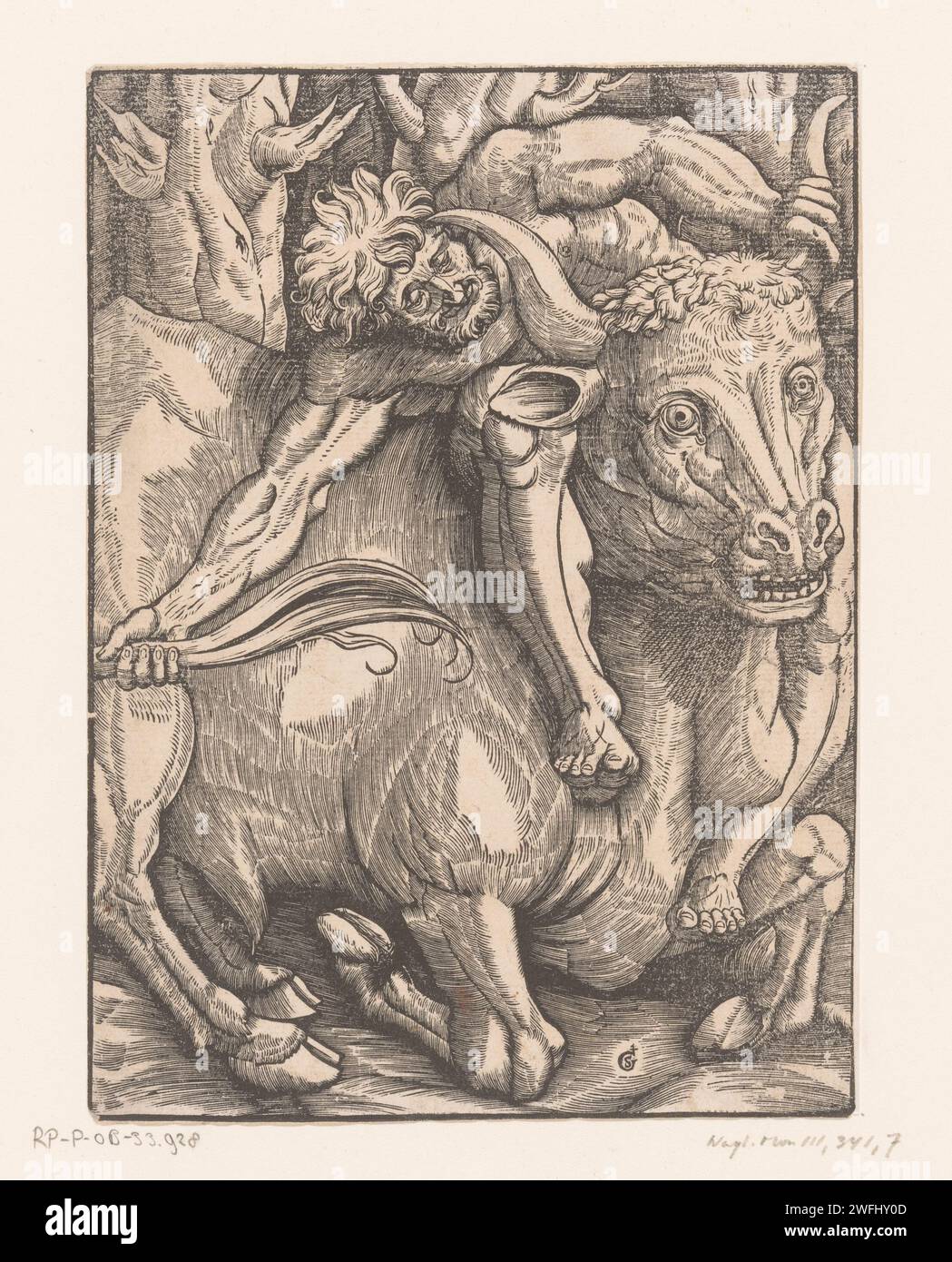 Hercules is struggling with Acheloüs, Gabriel Salmon, c. 1528 print ...
