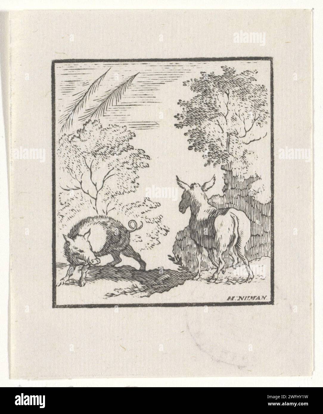 Presentation of a story from the Aesopus Fabelen, Hendrik Numan, 1746 ...
