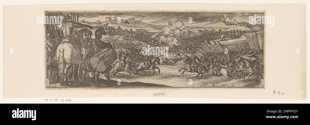 Two armies attacking each other, Antonio Tempesta, 1599 print Italy ...