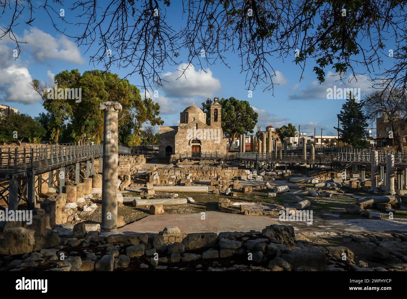 Paphos, Cyprus - December 23, 2023: Agia Kyriaki historical catholic ...