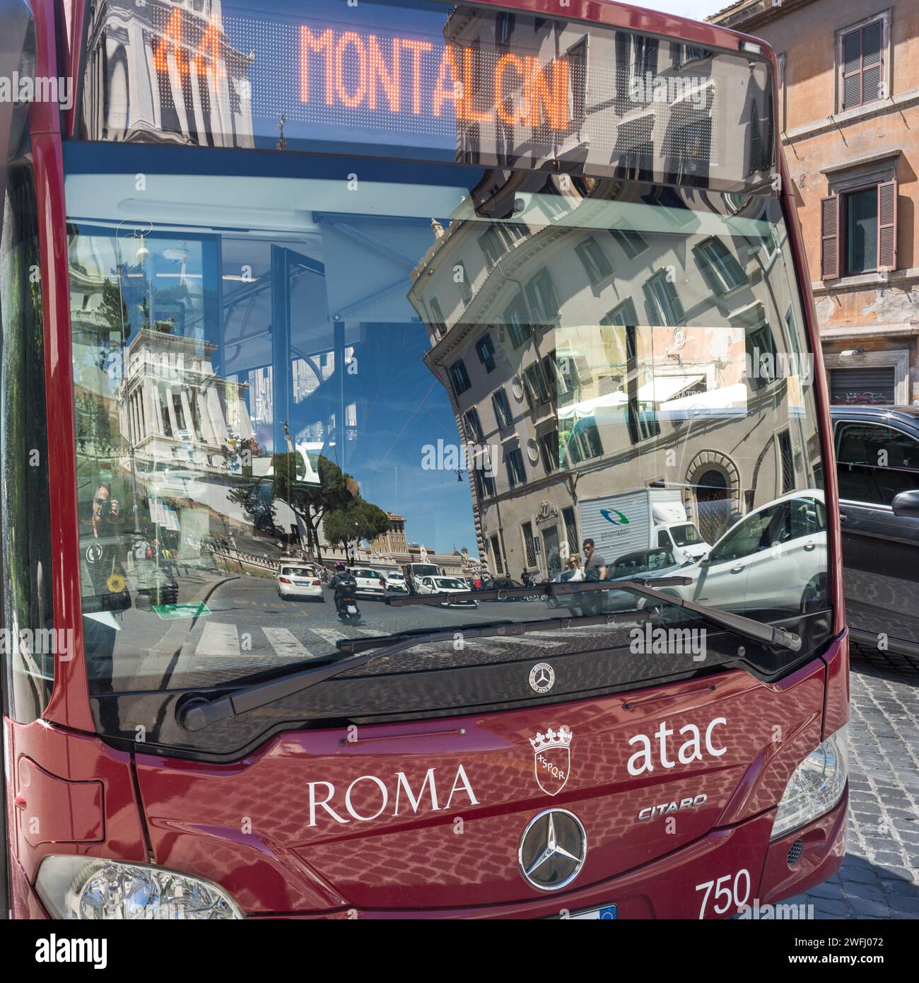 Front view of a Roma city transit bus in Rome Italy Stock Photo - Alamy