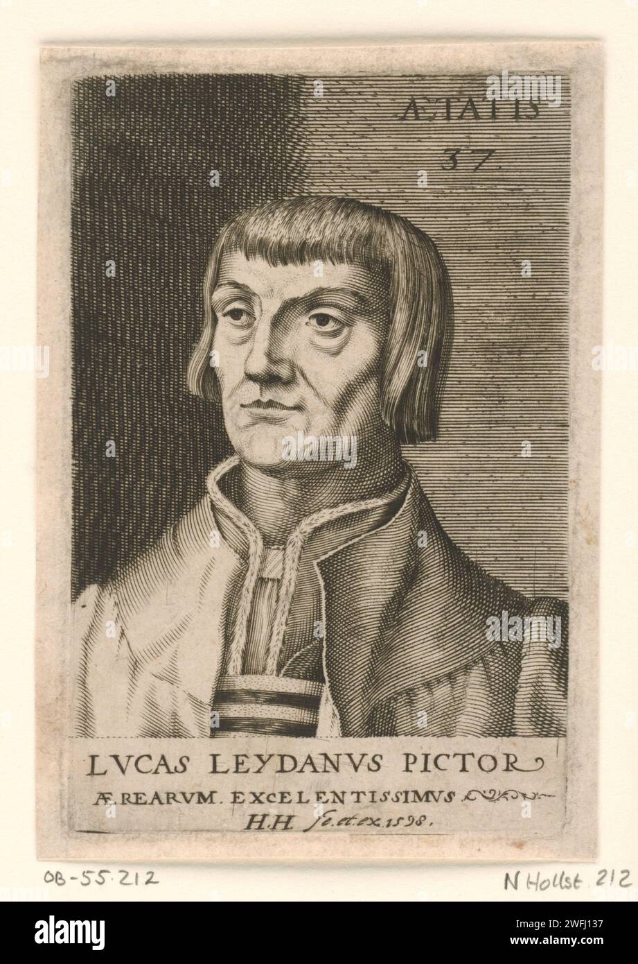 Portrait of Lucas van Leyden, Hendrick Hondius (I), 1598 print Bust to ...