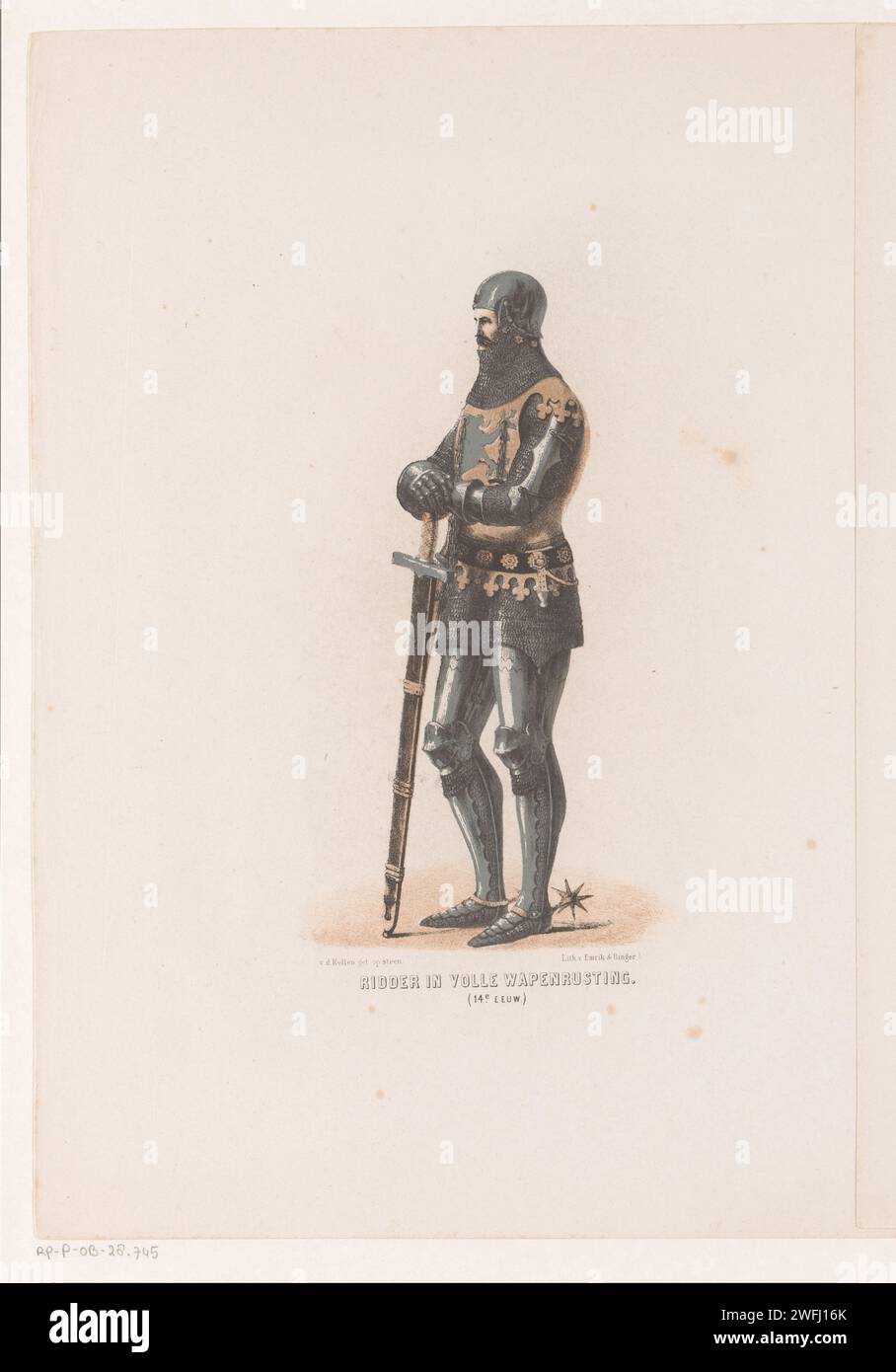Knight in full armor, 14th century, David van der Kellen (1827-1895 ...
