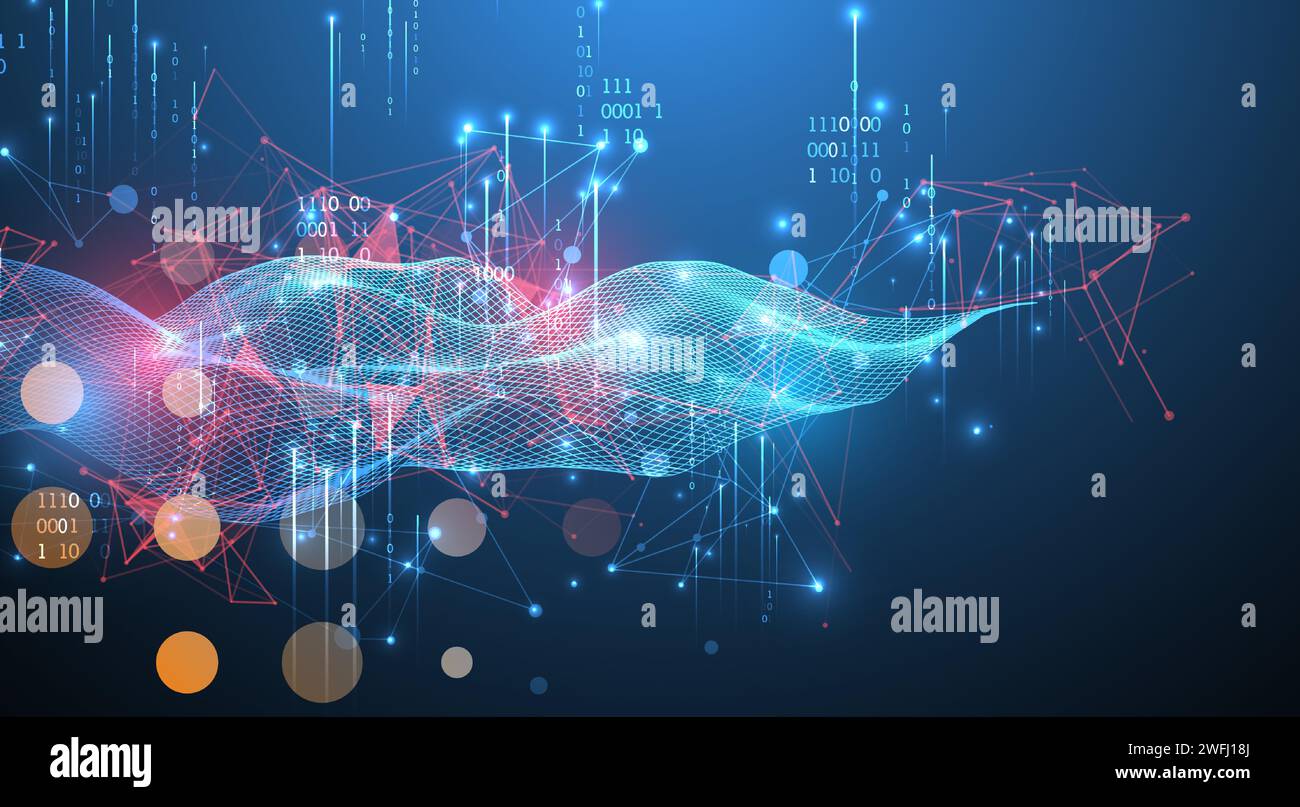 Big Data. Abstract digital futuristic wireframe vector illustration on technology background ...