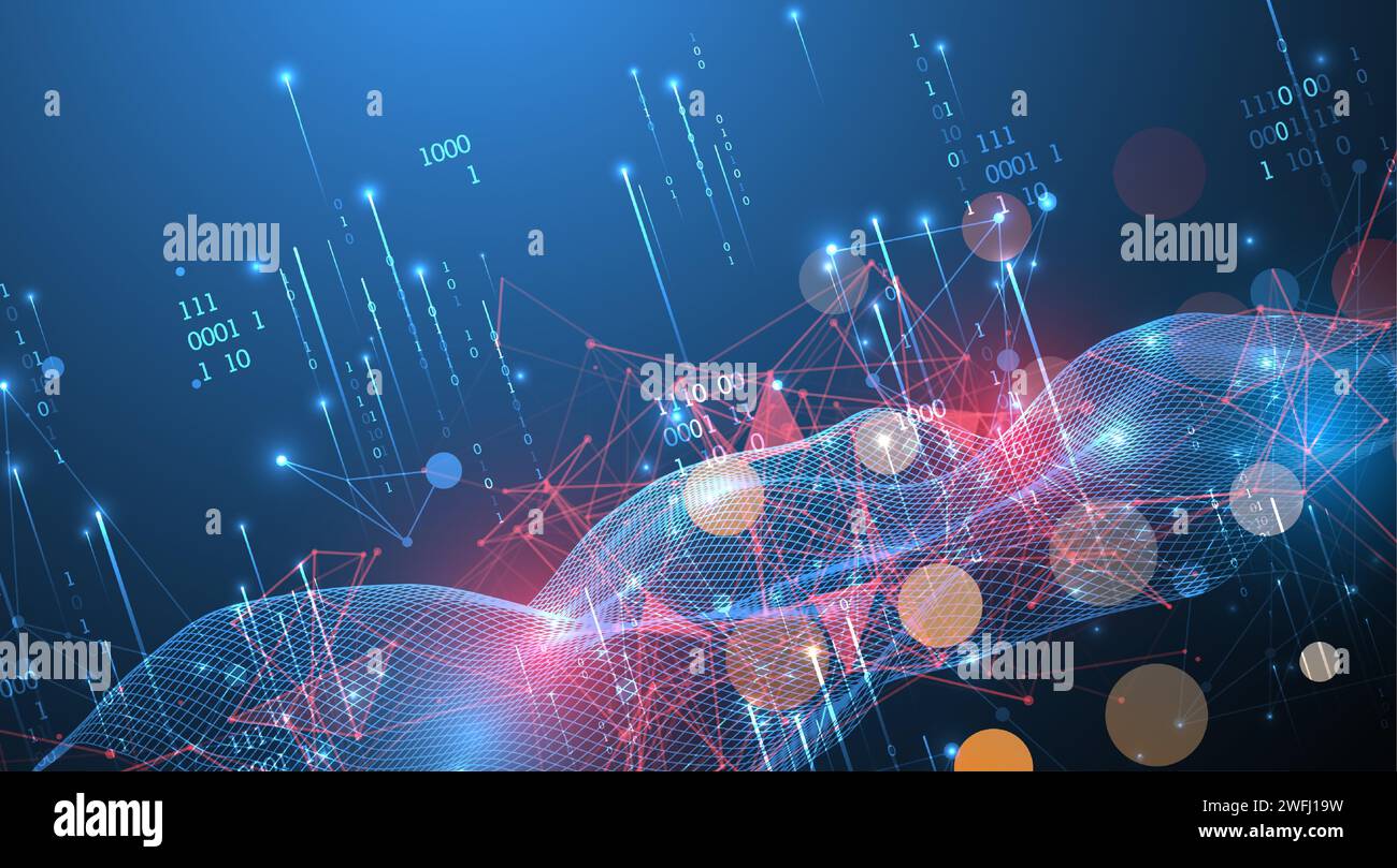 Big Data. Abstract digital futuristic wireframe vector illustration on technology background ...