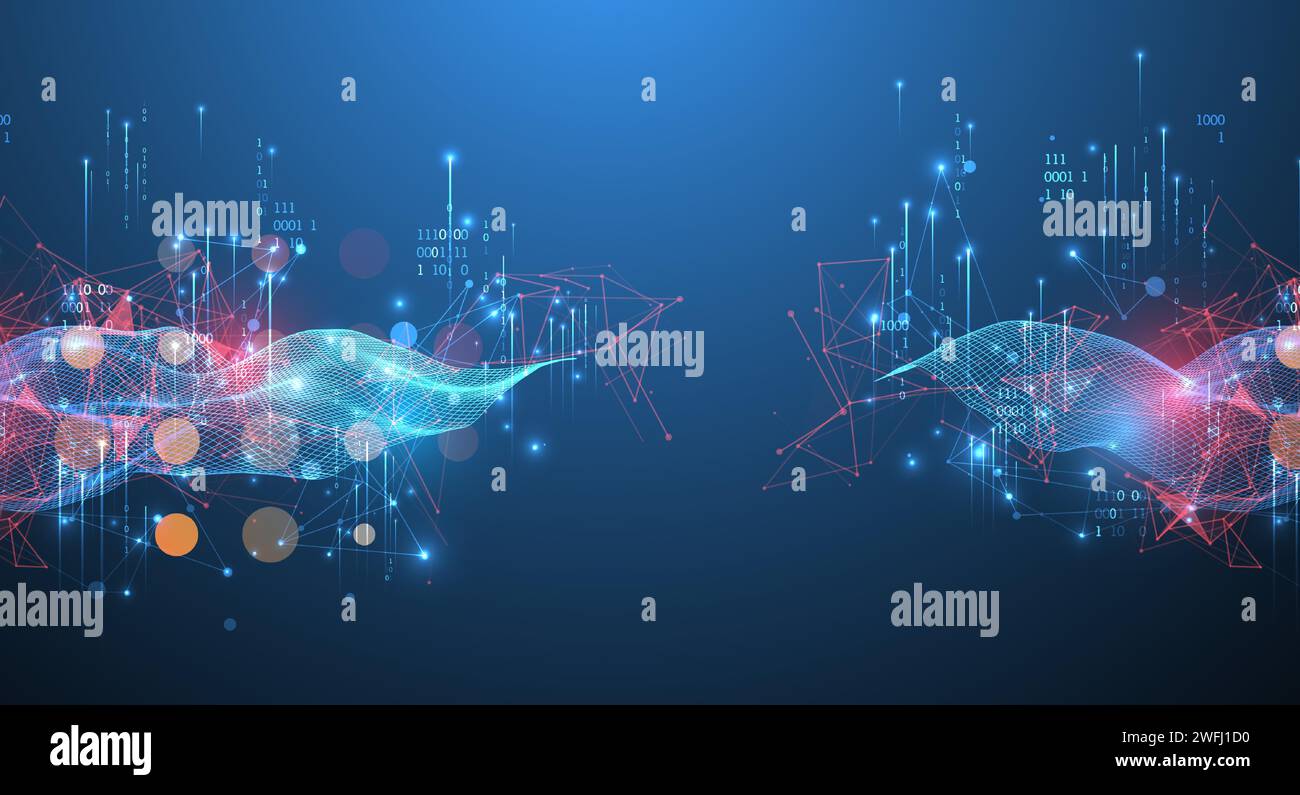 Big Data. Abstract digital futuristic wireframe vector illustration on technology background ...