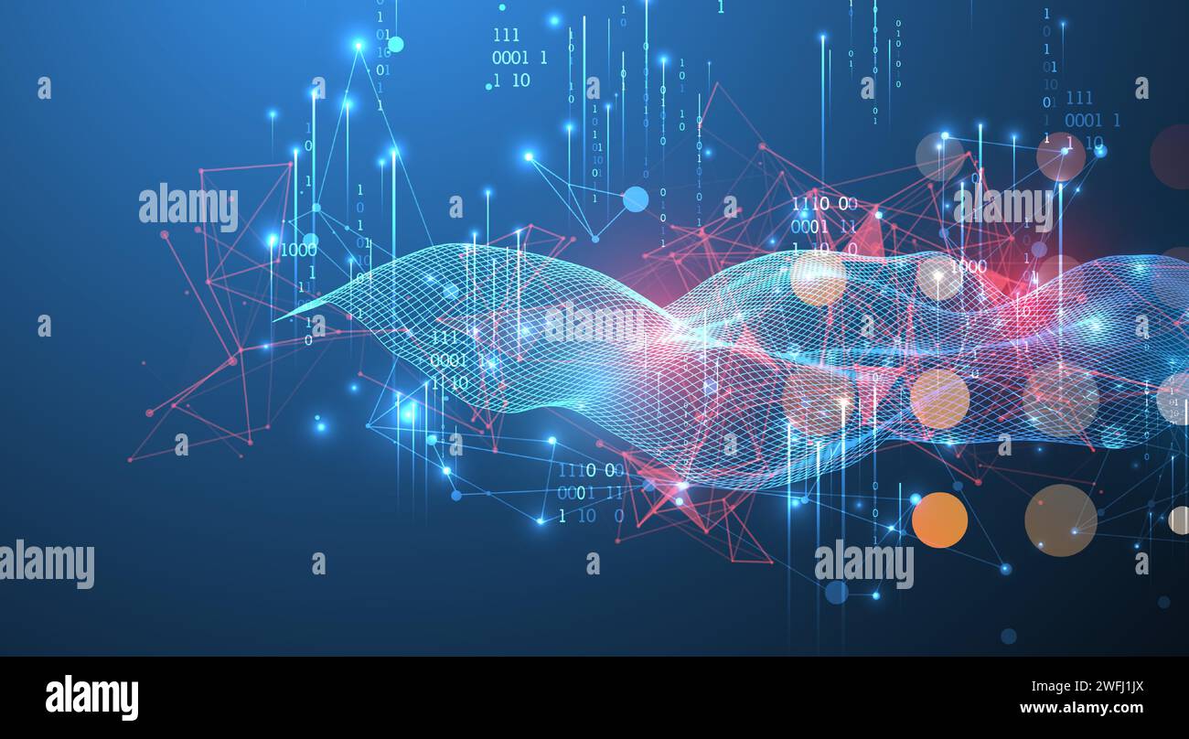 Big Data. Abstract digital futuristic wireframe vector illustration on technology background ...