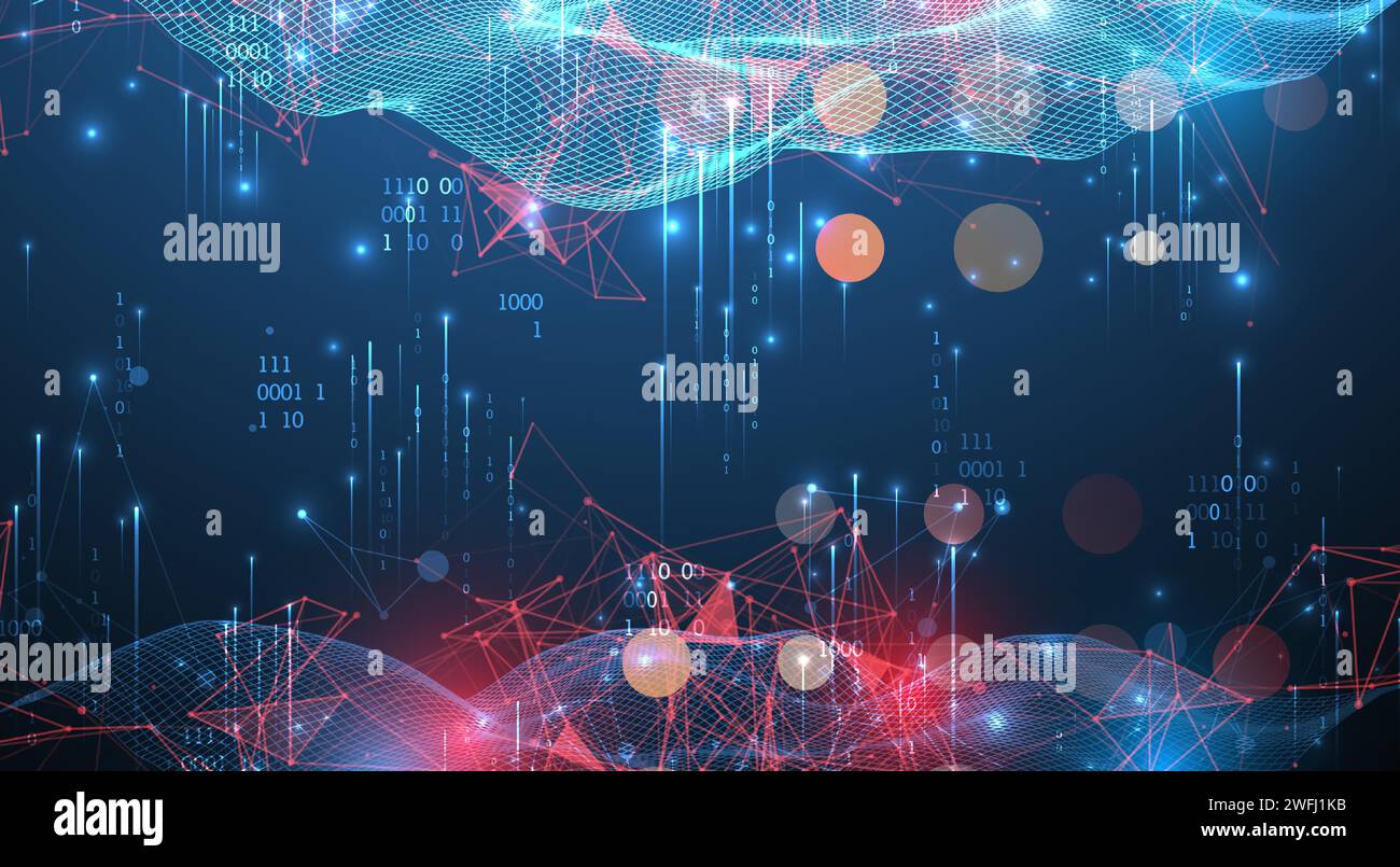 Big Data. Abstract digital futuristic wireframe vector illustration on technology background ...