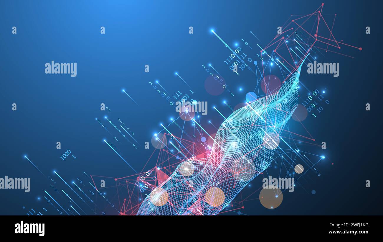 Big Data. Abstract digital futuristic wireframe vector illustration on ...