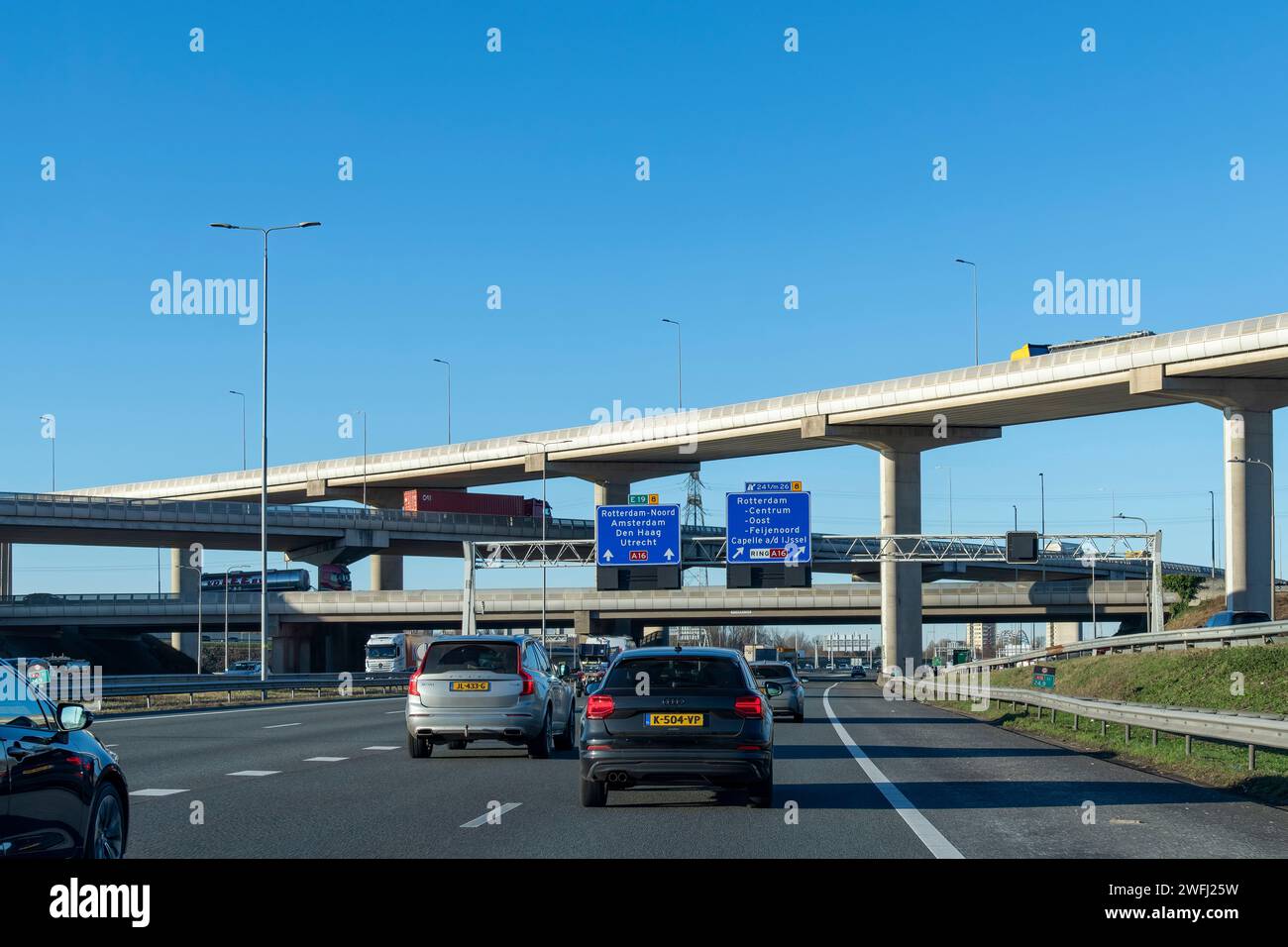 Ridderkerk, the Netherlands-January 9, 2024; Drivers perspective of ...