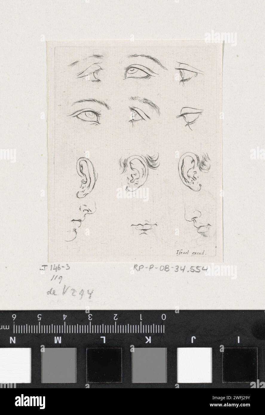 Six eyes, three ears, two noses and three mouths, Stefano della Bella ...