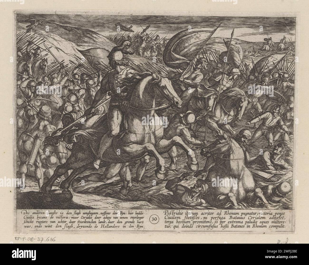 Cerialis drives the Dutch in the Rhine, Antonio Tempesta, After Otto ...